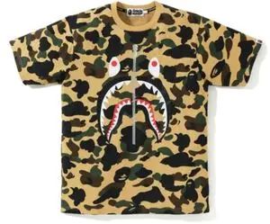 BAPE 1st Camo Wgm Shark Tee Shirt - Yellow