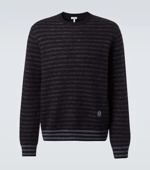 Loewe Anagram Striped Wool Sweater - Blue