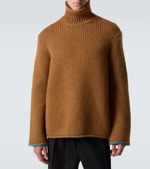 Loewe Tan Wool Turtleneck Sweater - Brown