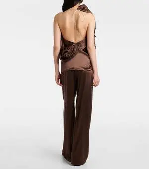 Dries Van Noten Asymmetric Draped Silk-blend Satin Top