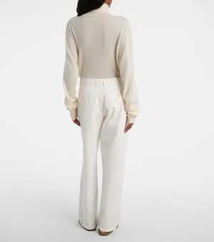 THE ROW Neriah Cotton And Cashmere Straight Leg Pants - White