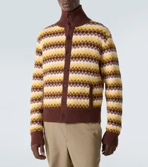 Auralee Cashmere And Wool Jacquard Cardigan