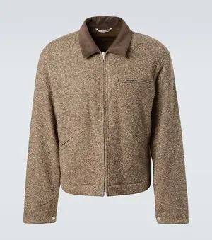 Auralee Corduroy-trimmed Wool Tweed Blouson Jacket