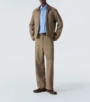 Auralee Corduroy-trimmed Wool Tweed Blouson Jacket