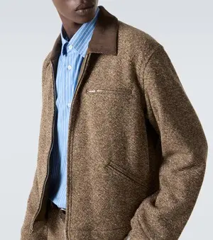 Auralee Corduroy-trimmed Wool Tweed Blouson Jacket