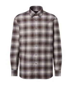 Brioni Checked Cotton Flannel Shirt - Brown