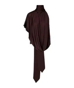 Dries Van Noten Scarf-detail Draped Satin Top - Burgundy