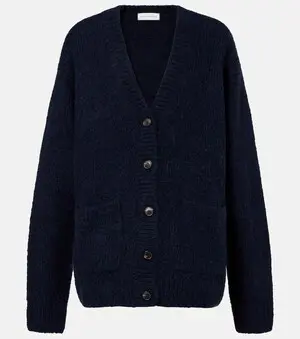 Dries Van Noten Alpaca And Wool-blend Cardigan - Blue