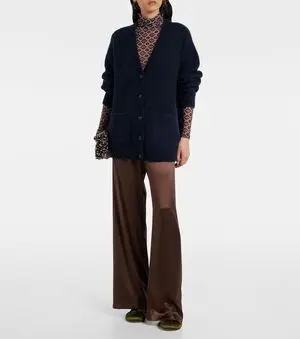Dries Van Noten Alpaca And Wool-blend Cardigan - Blue