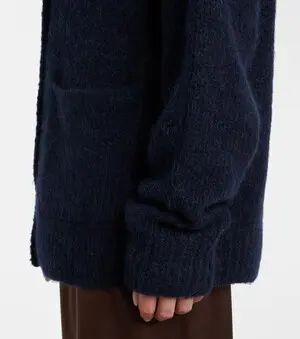 Dries Van Noten Alpaca And Wool-blend Cardigan - Blue