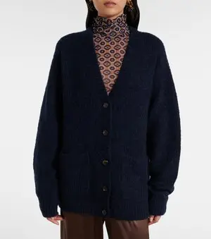 Dries Van Noten Alpaca And Wool-blend Cardigan - Blue