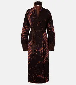 Dries Van Noten Wool And Alpaca-blend Jacquard Wrap Coat