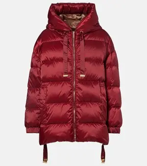 Max Mara Felice Hooded Taffeta Down Jacket - Red