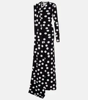 David Koma Polka-dot Gown With Scarf Detail - Black