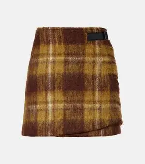 Loewe Checked Mohair And Wool Miniskirt - Yellow