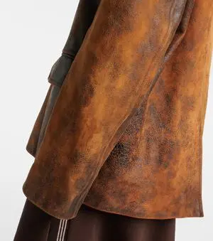 Miu Miu Oversized Leather Jacket - Brown