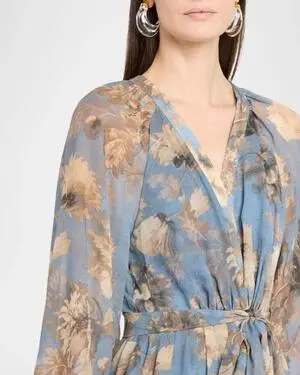 Kobi Halperin Belle Tiered Floral-print Midi Dress