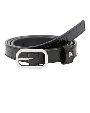Amiri Croc Embossed 2cm Belt - Black & Nickel