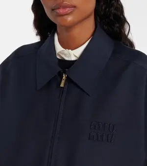 Miu Miu Mohair And Wool Blouson Jacket - Blue