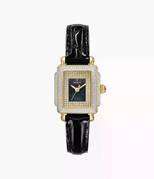 Michele Deco Madison Mini Diamond Pavé Dial Watch - Black