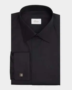 Brioni Cotton Poplin French-cuff Dress Shirt Black