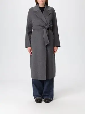 Max Mara Tie Detailed Coat - Grey