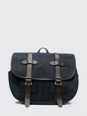 Filson Rugged Twill Crossbody Bag With Leather Trim And Buckle Closure - Blue