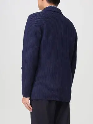 FAY Ribbed Knit Cardigan - Blue