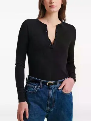 PATRICK ASSARAF Henley Ribbed Top