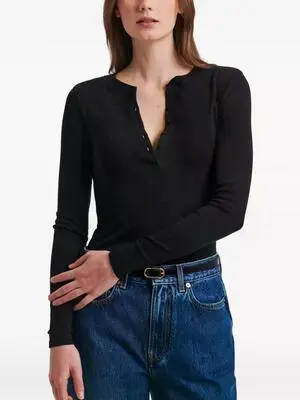 PATRICK ASSARAF Henley Ribbed Top