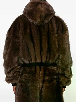 LỰU ĐẠN Hooded Faux-fur Jacket