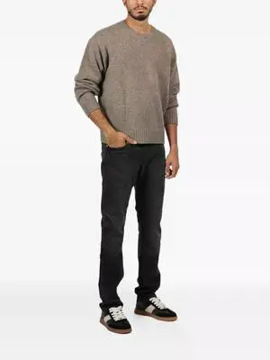 FRAME Ribbed Knit Crewneck Sweater - Brown