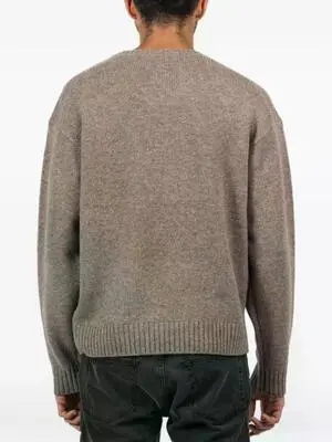FRAME Ribbed Knit Crewneck Sweater - Brown