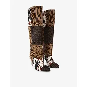 Carvela Animal-print Leather Knee-high Stiletto Boots