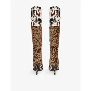 Carvela Animal-print Leather Knee-high Stiletto Boots