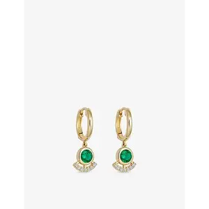 Astley Clarke Icon 14ct Yellow- Emerald And Lab-grown Diamond Drop Huggies - Gold