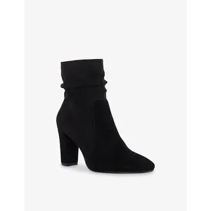DUNE Ruched Suede Heeled Ankle Boots
