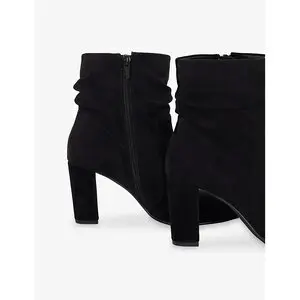 DUNE Ruched Suede Heeled Ankle Boots