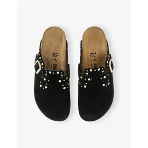 BIRKENSTOCK Boston Stud-embellished Suede Clogs