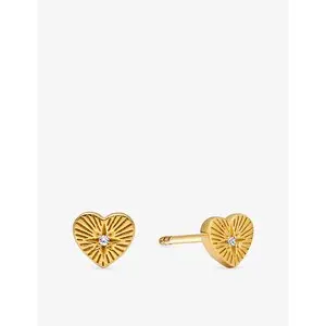 Astley Clarke Biography Heart Stud Earrings - Gold