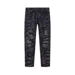 PURPLE BRAND Skinny Grunge Print Jean - Black