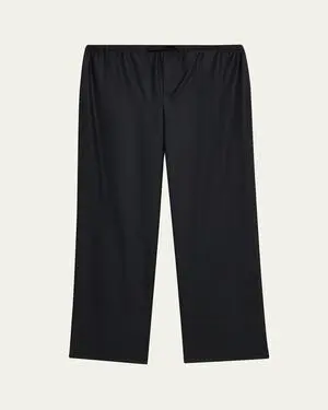 THE ROW Xon Relaxed-Fit Wool Flannel Drawstring Pants - Black