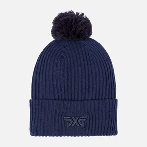 PXG Rib Knit Cuff Beanie With Pom - Peacoat