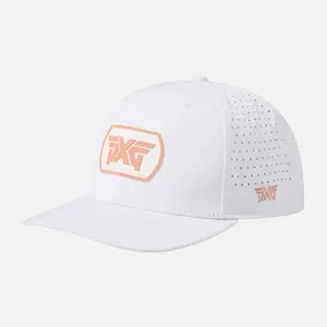 PXG 6 Panel Dog Tag Structured Low Crown Snapback Hat - White/toast