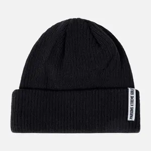 PXG Logo Tag Rib Knit Beanie - Black