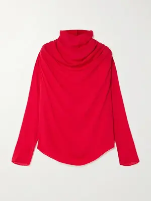 KALLMEYER Tabitha Draped Silk-georgette Blouse - Red