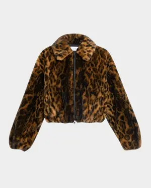 A.L.C. Esme Leopard Faux Fur Jacket - Brown Mult