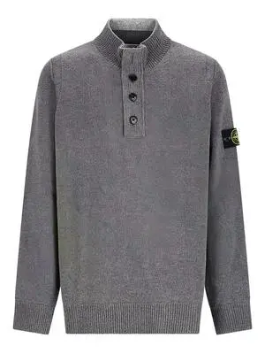 Stone Island Buttoned Long-sleeve Polo Shirt - Grey