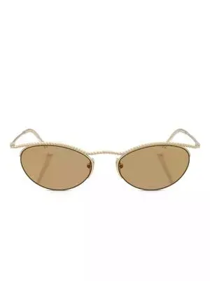 Giorgio Armani Rope-detailed Oval-frame Sunglasses - Gold