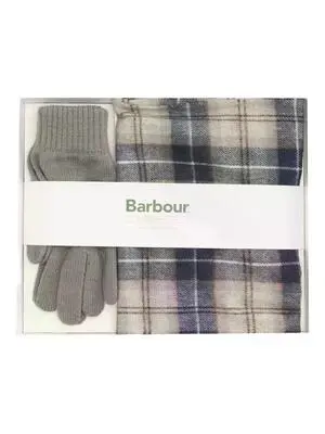 Barbour Plaid Gloves And Scarf Set - Grey